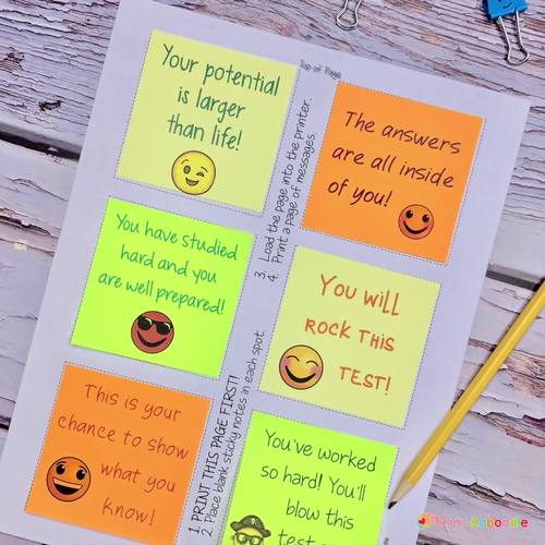 Test Motivation Notes of Encouragement - Emoji Themed Sticky Notes