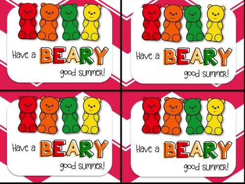 End of Year Gift Tag (Have a BEARY good summer- Gummy Bear) | TpT